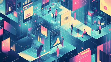 Digital Workspace Filled With Data Visualization And Analytics Featuring People Interacting