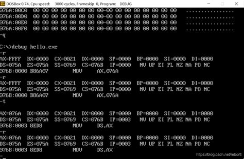 汇编——dosbox的debug常用指令dosbox Debug 调试汇编 Csdn博客