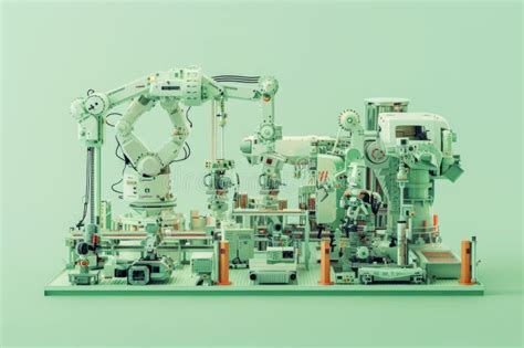 Futuristic Robotic Assembly Line Industrial Automation And Engineering Concept For Cutting