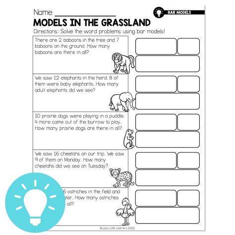 Lucky To Learn Math Add With Bar Models Lesson 22 Mini Lesson Models In The Grassland