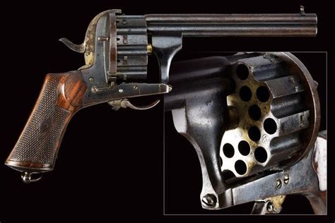 A Rare Twenty Shot Over And Under Barreled Pinfire Revolver Rare And