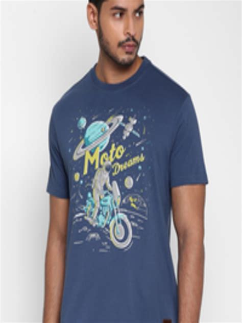 Buy Royal Enfield Men Blue Cotton Printed T Shirt Tshirts For Men