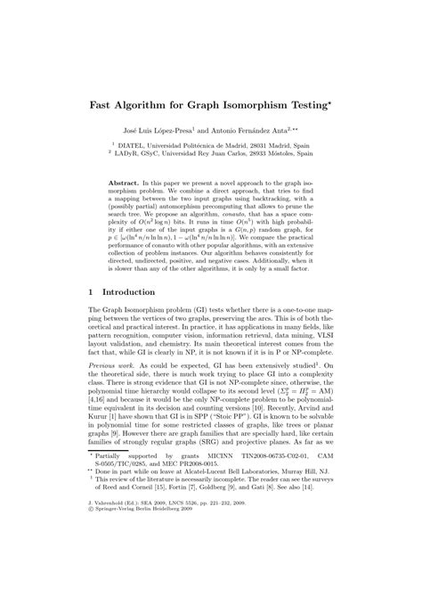 Pdf Fast Algorithm For Graph Isomorphism Testing