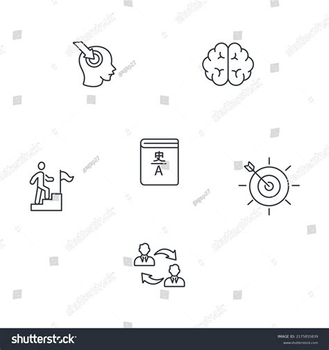 Neurolinguistic Programming Nlp Icons Set Neurolinguistic Stock Vector