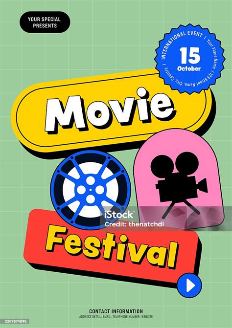 영화 및 영화제 포스터 템플릿 디자인 배경 빈티지 카메라 및 필름 릴 미니멀 스타일 0명에 대한 스톡 벡터 아트 및 기타 이미지 0명 Film Festival
