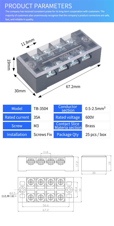 Screw Terminal Block Manufacturer Tb Terminal Block 45a 3 Pin Barrier Cableado Del Bloque De