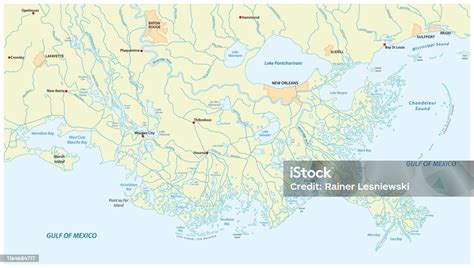 미국 루이지애나 주에 있는 미시시피 강 삼각주의 상세한 지도 지도에 대한 스톡 벡터 아트 및 기타 이미지 지도 뉴올리언스 미시시피 Istock