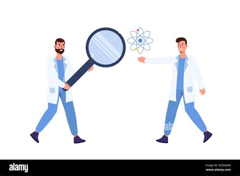 Man Scientists Showing Atomic Model Vector Illustration Stock Vector Image And Art Alamy