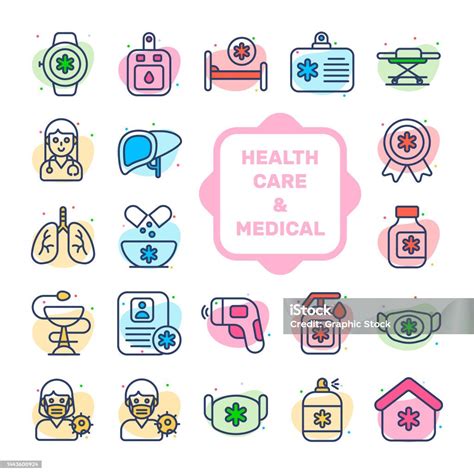 의료 및 건강 관리 벡터 아이콘의 집합입니다 프리미엄 품질의 기호 모바일 개념 및 웹 앱을 위한 의학 및 건강 요소 간호사에 대한 스톡 벡터 아트 및 기타 이미지 Istock