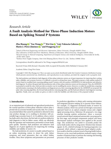 Pdf A Fault Analysis Method For Three Phase Induction Motors Based On Spiking Neural P Systems