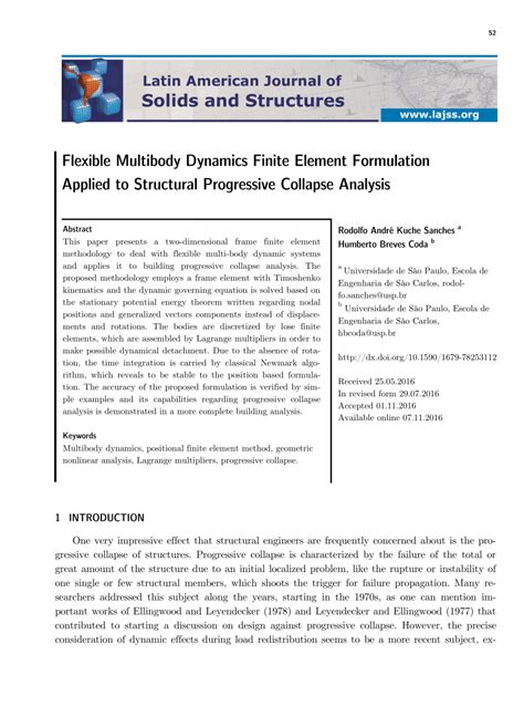 PDF Flexible Multibody Dynamics Finite Element Formulation Applied To