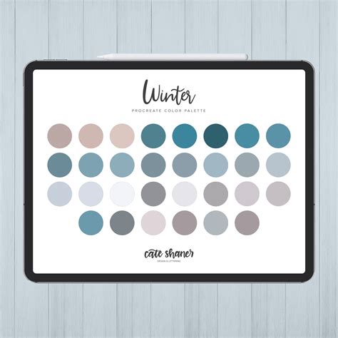 Winter Procreate Color Palette Winter Color Palette Instant Download Etsy