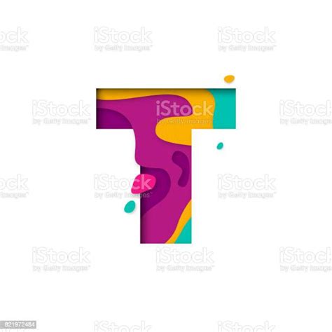 종이 잘라 편지 T 현실적인 3 차원 멀티 레이어 Papercut 절연 흰색 배경 0명에 대한 스톡 벡터 아트 및 기타 이미지 0명 3차원 형태 그림자 Istock