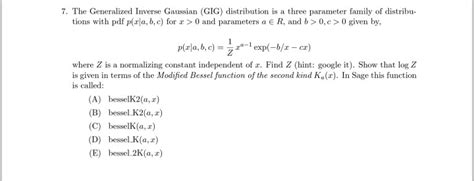 The Generalized Inverse Gaussian GIG Chegg