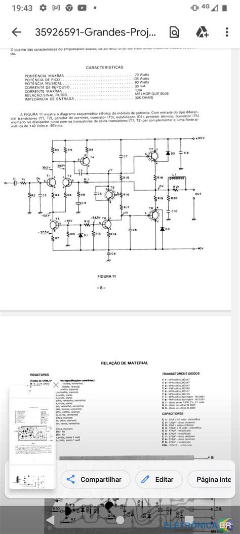 Amplificador Darlington Tip142 Tip147 Fp1016 Fn1016 Aiwa Projeto Projetos Montagens E