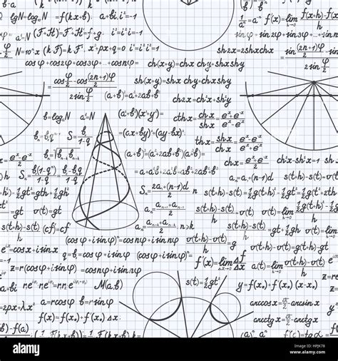 Mathematical Vector Seamless Pattern Background With Formulas