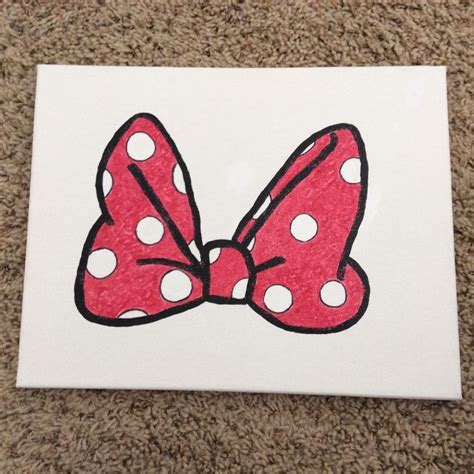 Minnie Mouse Bow Canvas Painting Diy Canvas Art Canvas Painting Night Painting