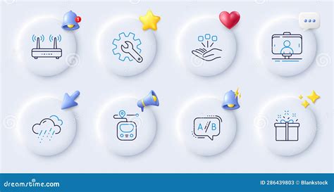 Wifi Ab Testing And Selfie Stick Line Icons For Web App Printing Vector Stock Vector