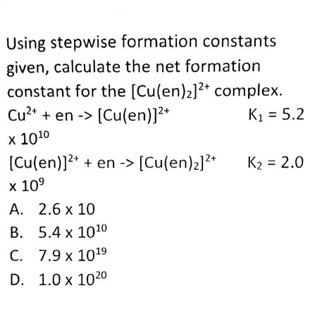 Answered Using Stepwise Formation Constants… Bartleby
