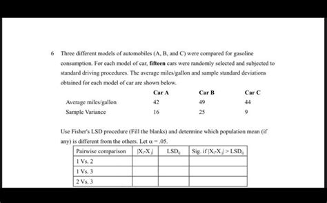 Solved 6 Three Different Models Of Automobiles Ab And C