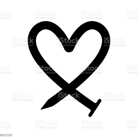 하트 아이콘입니다 손톱은 심장 모양으로 구부러져 있습니다 블랙 컨투어 선형 실루엣 정면도 벡터 간단한 평면 그래픽 그림입니다 흰색 배경에 격리된 개체입니다 격리 철물점에