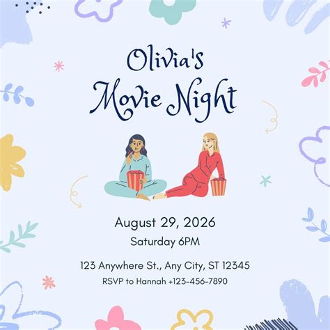 Free Custom Printable Movie Night Invitation Templates Canva