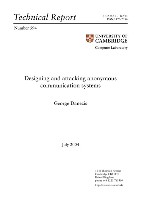Pdf Designing And Attacking Anonymous Communication Systems