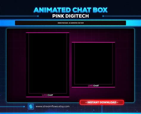 X Pink Digitech Animated Stream Overlay Chat Box For Twitch Kick Youtube Complete Stream