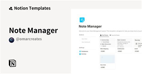 Note Manager Template By Omar Faruk Notion Marketplace