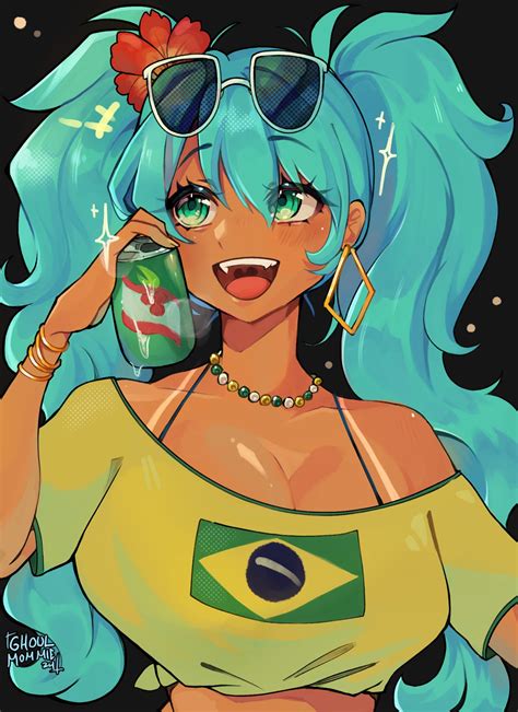 Ghoulmommie Brazilian Miku Hatsune Miku Vocaloid Highres 1girl Artist Name Black