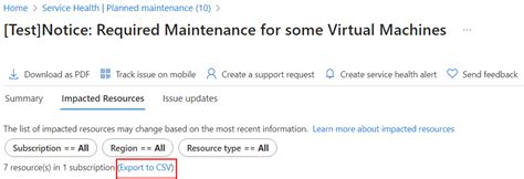 Impacted Resources From Azure Planned Maintenance Events Azure