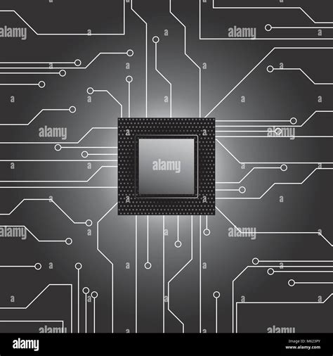 Cpu Microprocessor Microchip Circuit Board Vector Illustration Stock Vector Image Art Alamy
