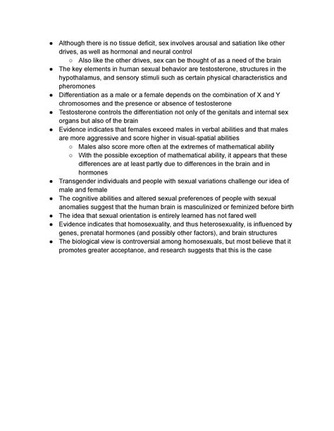 Physiological Psychology Chapter 7 Summary Although There Is No