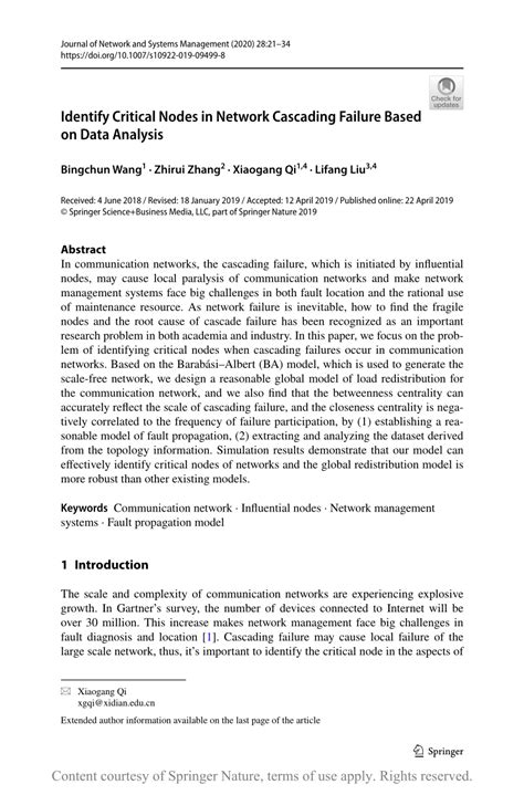 Identify Critical Nodes In Network Cascading Failure Based On Data Analysis Request PDF