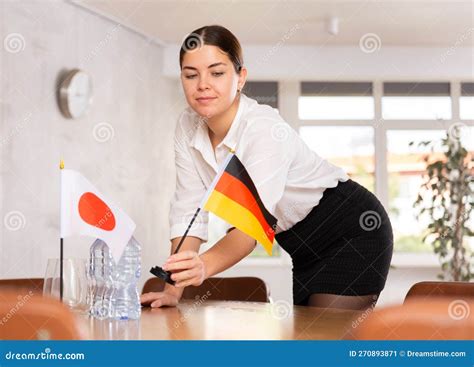 Preparing For Negotiations Positive Female Employee Of The Protocol