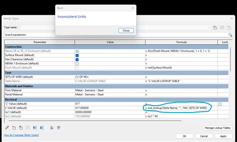 Solved Revit 2022 Inconsistent Units Sizelookup Autodesk Community