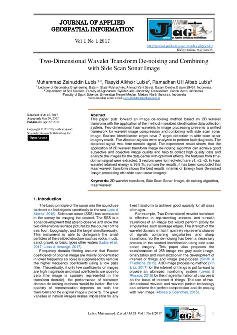 Pdf Two Dimensional Wavelet Transform De Noising And Combining With Side Scan Sonar Image