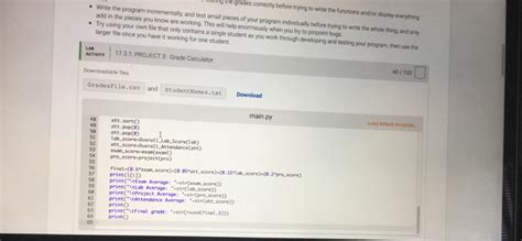 ACTIVITY 17 3 1 PROJECT 3 Grade Calculator 40 100 Chegg Com