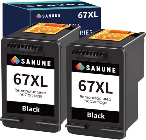 Sanune 67xl Ink Cartridge Black Remanufactured For Hp 67 67xl Ink