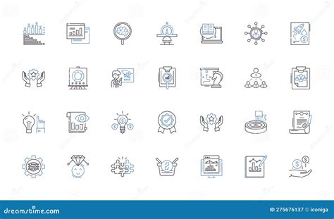 Game Plan And Tactic Line Icons Collection Strategy Approach Execution Planning Perspective