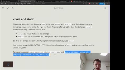 easy rust 014 const and static youtube