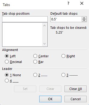 Setting Tabs Using The Tabs Dialog Box Microsoft Word