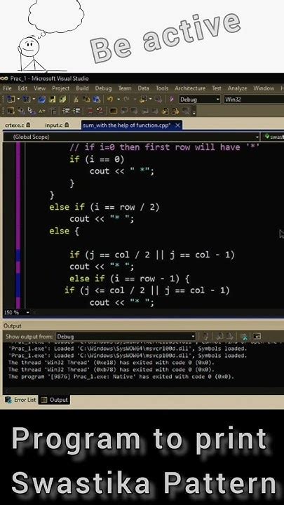 c program to print swastika pattern coding shorts youtubeshorts programming youtube