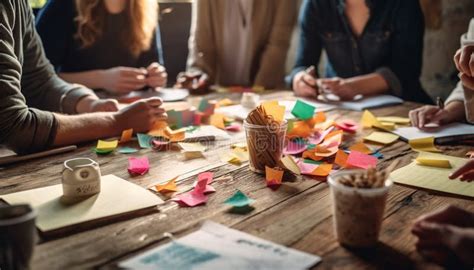 A Creative Group Of Men And Women Brainstorming Design Ideas Generated By Ai Stock Illustration