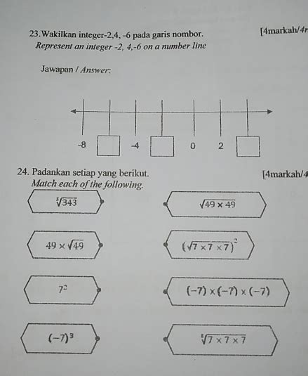 Solved 23wakilkan Integer 24 6 Pada Garis Nombor 4markah4r
