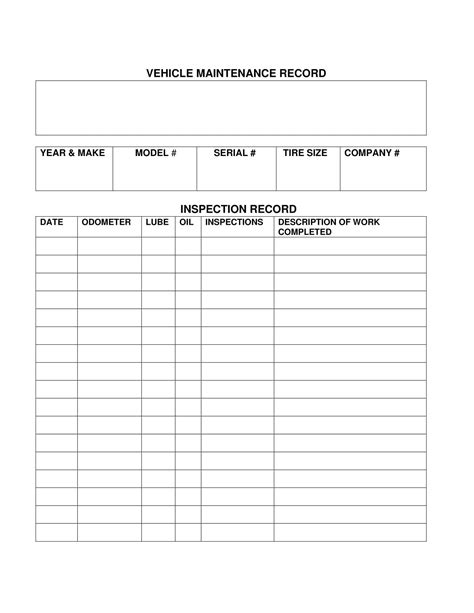 Free Printable Vehicle Maintenance Log Templates Excel Word Pdf