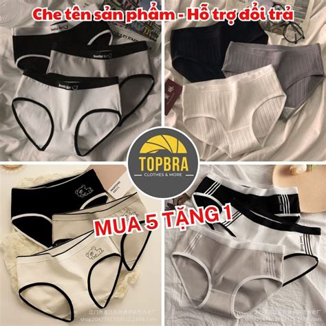 Mua 5 TẶng 1 Set 5 Quần Lót Nữ Cotton Nguyên Chất Co Giãn Tốt Topbra