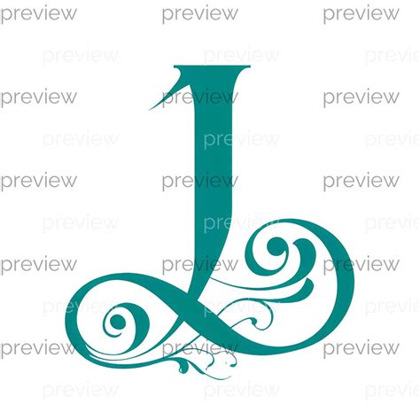 J Elegant Teal Letter J With Swirling Embellishments Modern Digital
