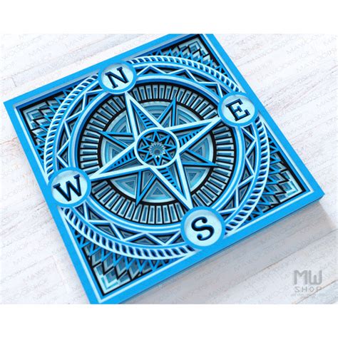 3d Svg Compass Layered Compass Svg Windrose Compass Svg Inspire Uplift