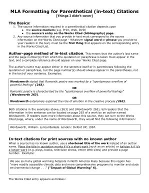 Fillable Online Primary Sources MLA Works Cited In Text Citations Fax Email Print PdfFiller